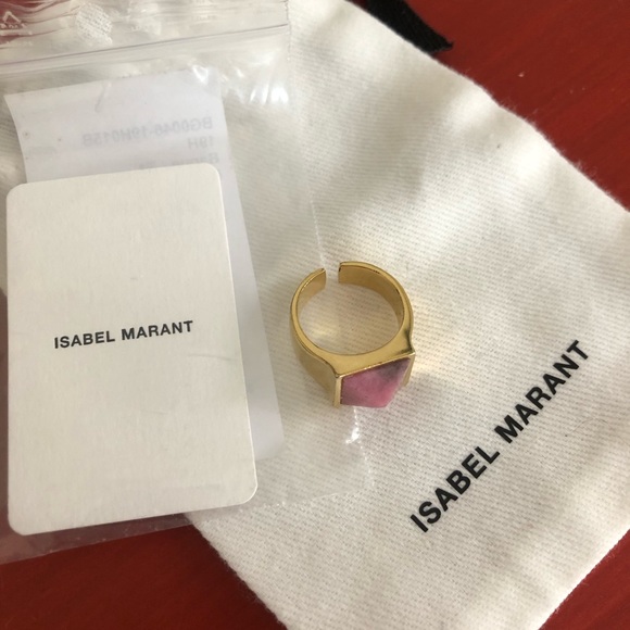 Isabel Marant | Jewelry | Isabel Marant Golden Ring With Pink Square Stone | Poshmark